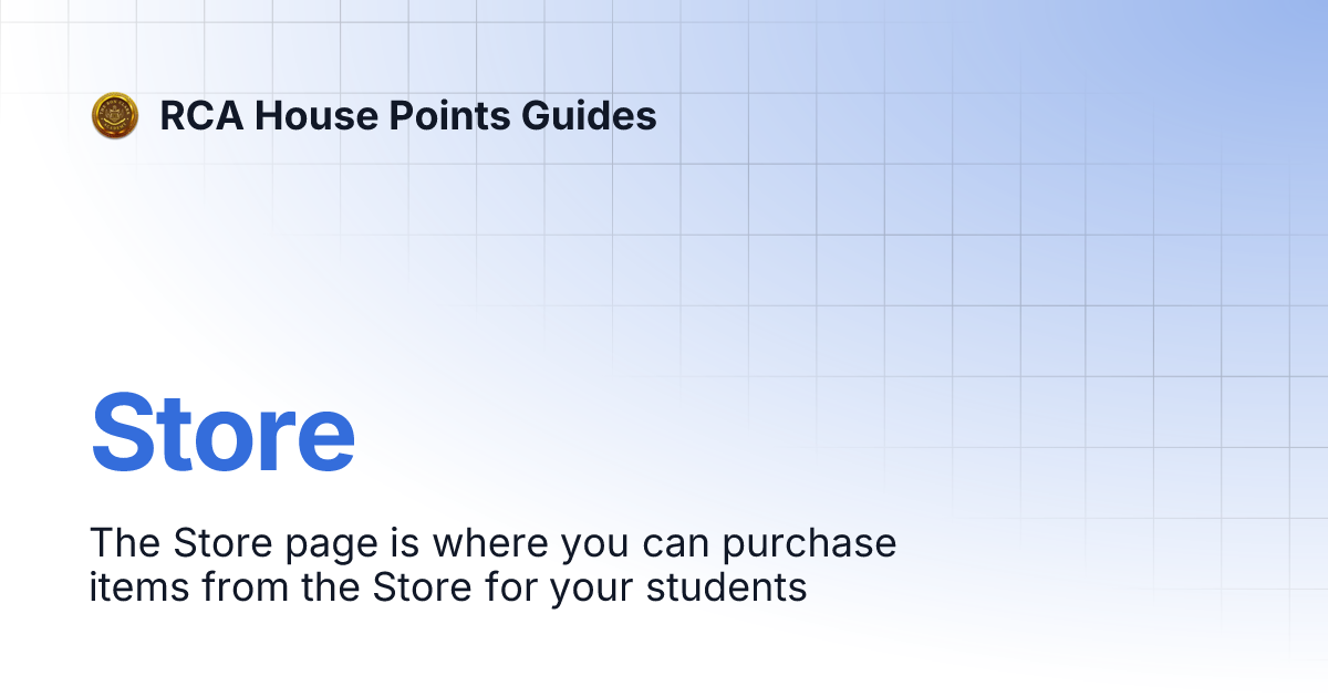 Store | RCA House Points Guides